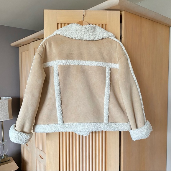 Zara | Jackets & Coats | Zara Double Faced Shearling Jacket Cream Tan ...